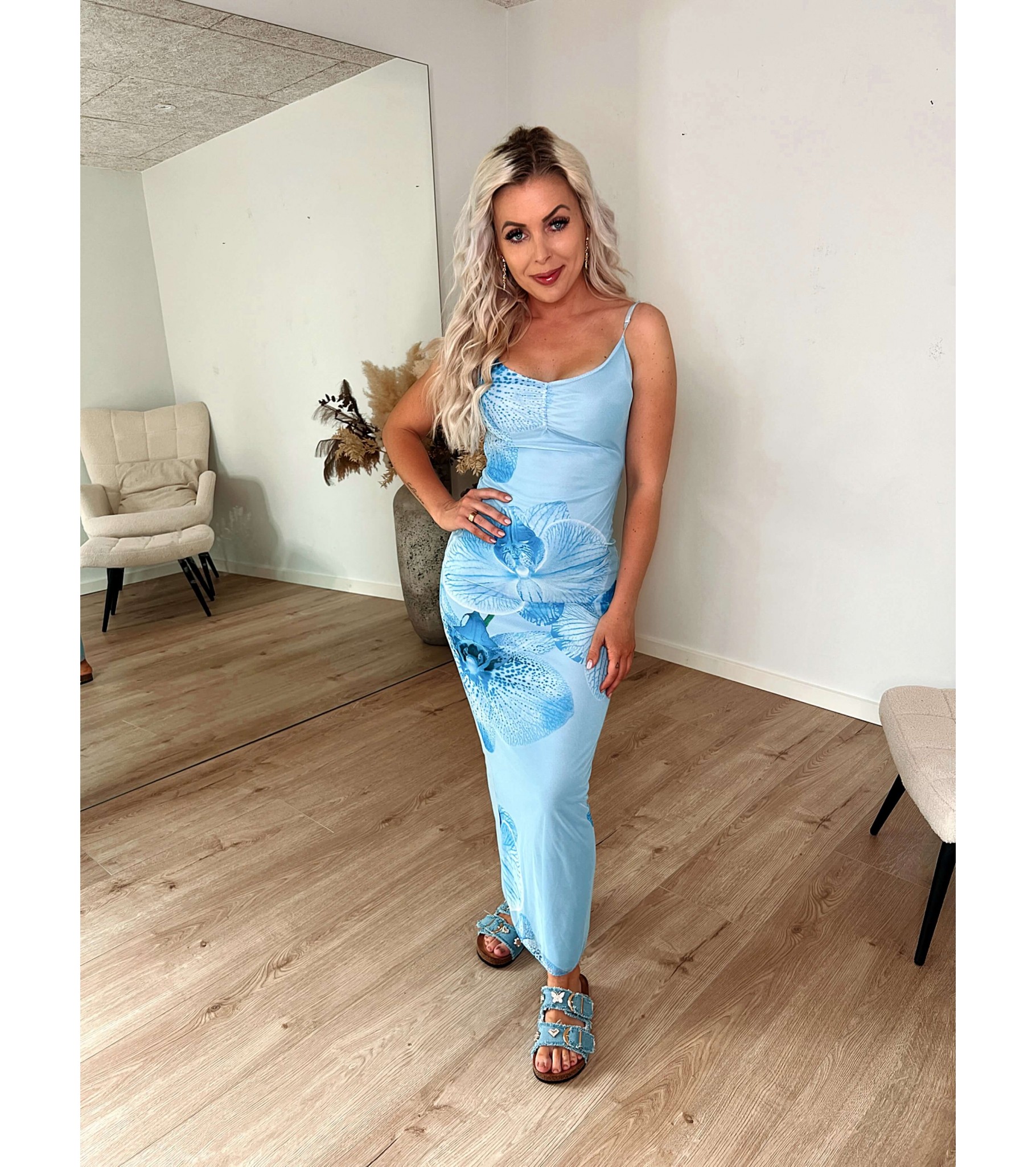 Se Nora Mesh Maxi Kjole M. Blomsterprint.